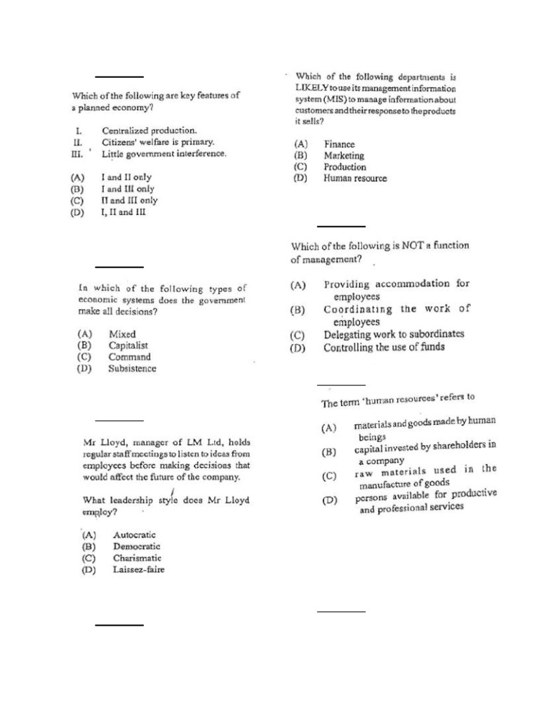 Principles of Business Multiple Choice Assessment | PDF