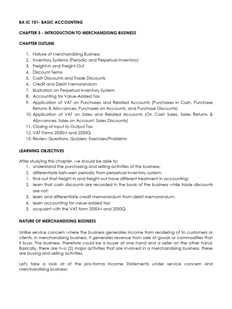 Ba Ic 101 Chapter 3 Intro To Merchandising - 082130 | PDF