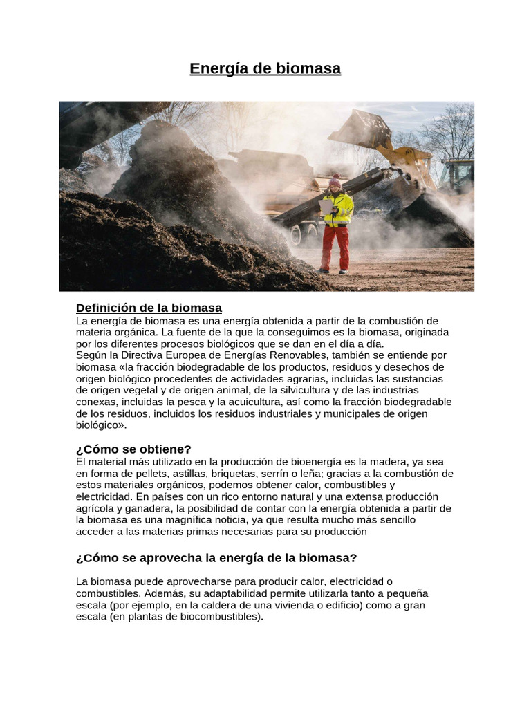 Energía de Biomasa | PDF | Biomasa | Ciencia y matemática