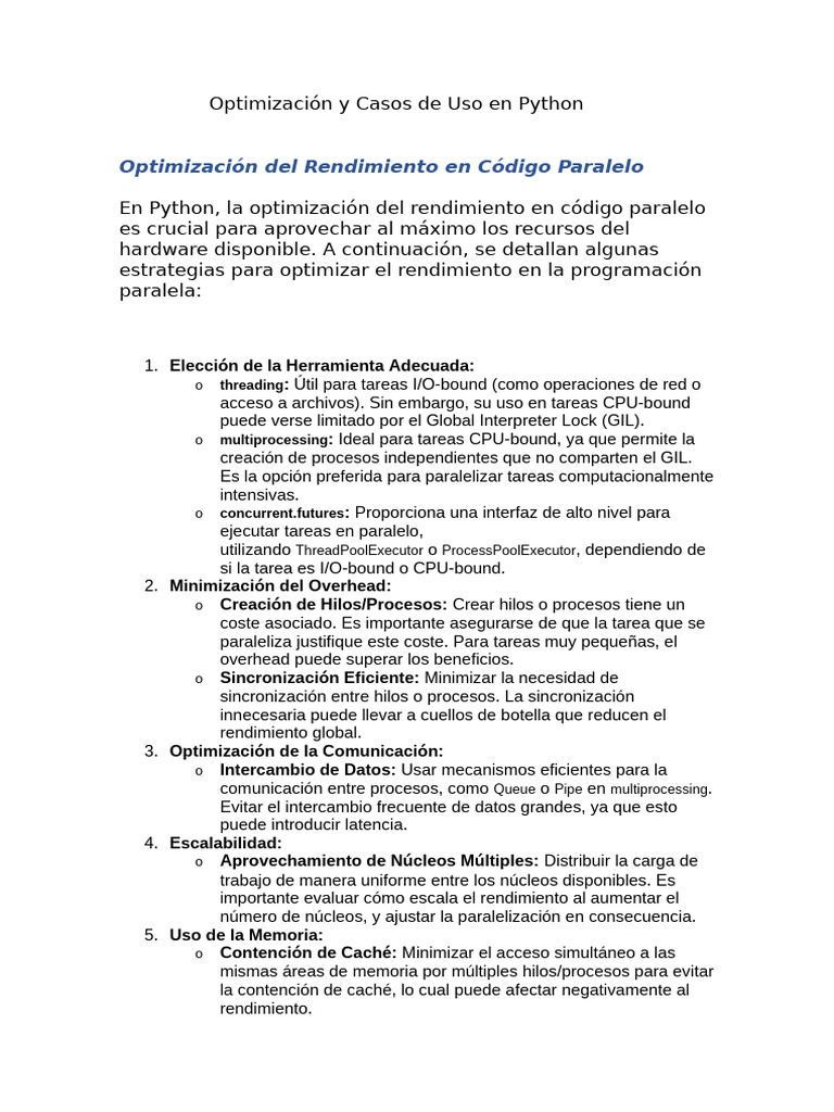 Optimización y Casos de Uso en Python | PDF