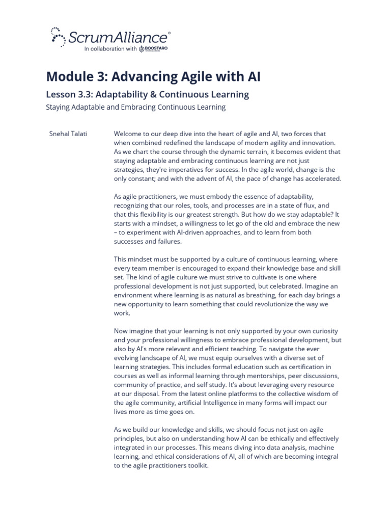 Future - Staying Adaptable and Embracing Continuous Learning | PDF