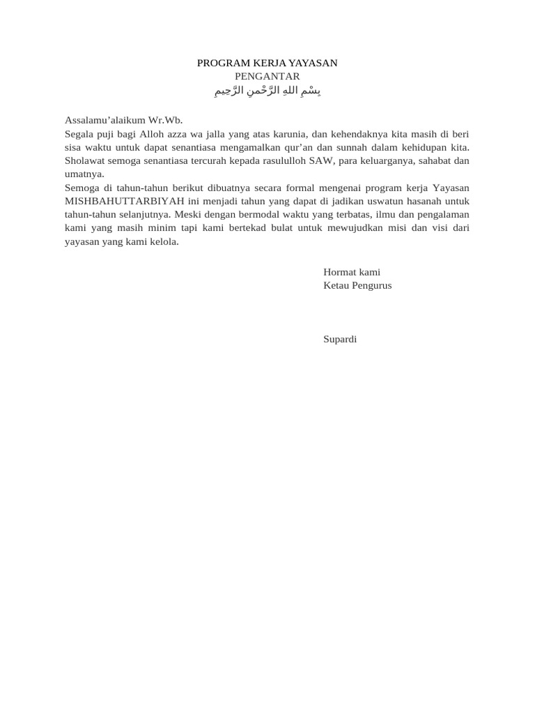 Program Kerja Yayasan | PDF