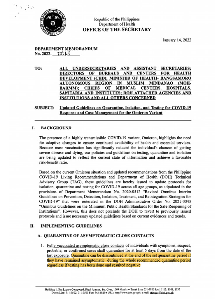 DOH Guidelines | PDF