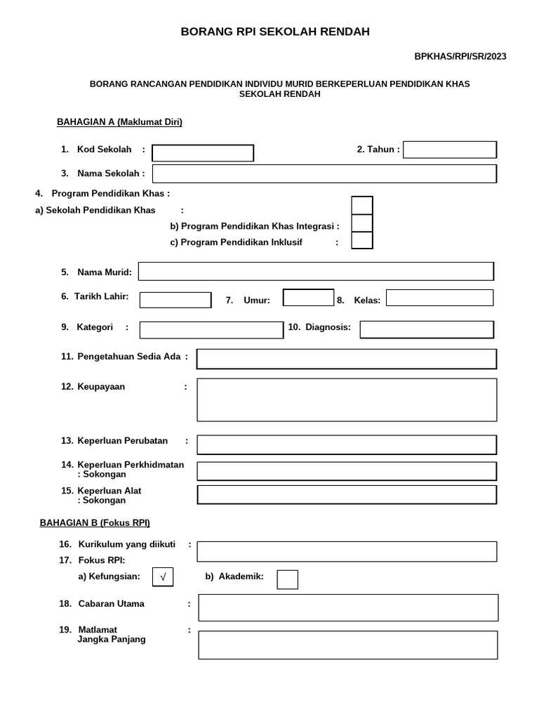 Borang RPI KOSONG | PDF