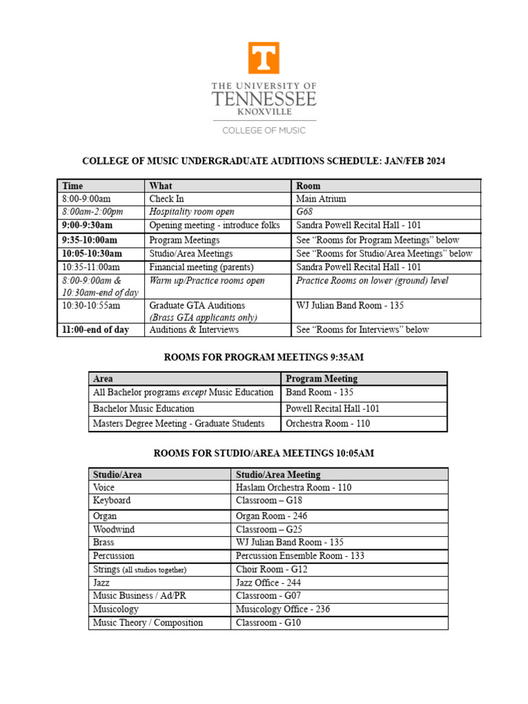 College of Music Audition Schedule 2024 | PDF | Musical Instruments ...