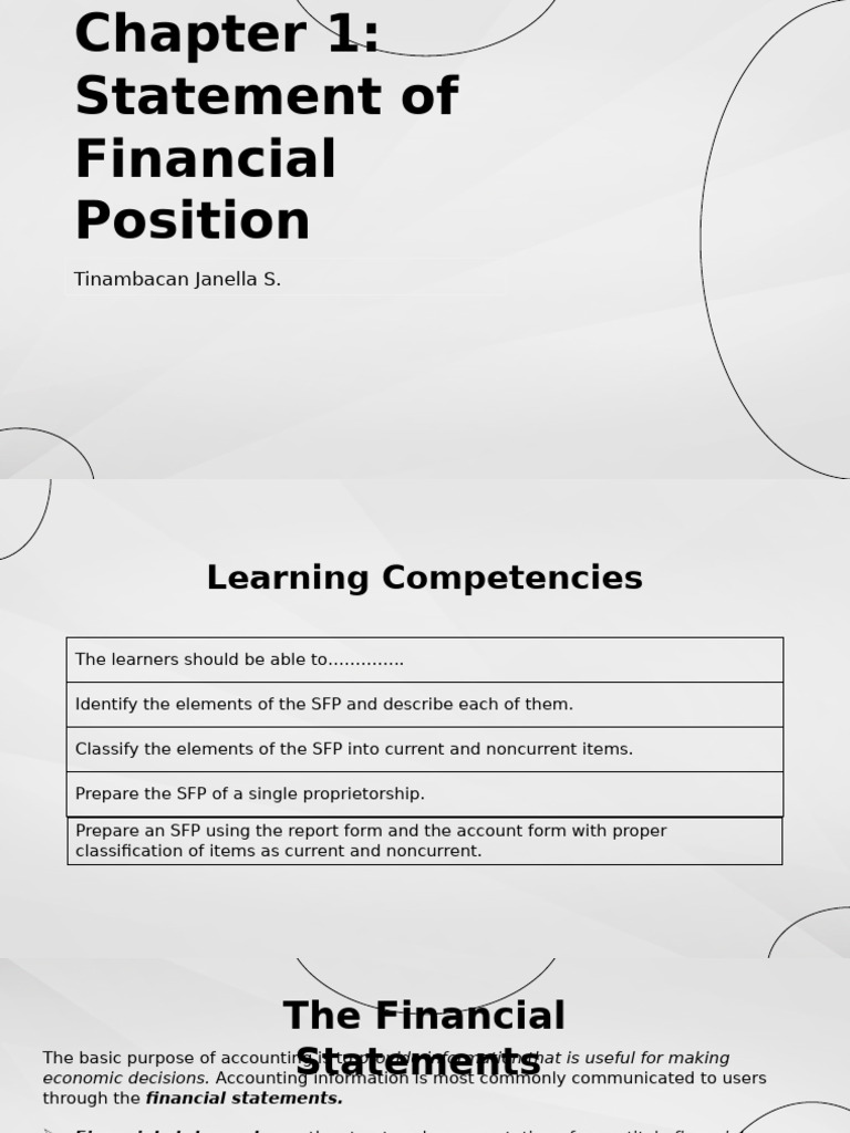Chapter 1 Statement of Financial Position | PDF