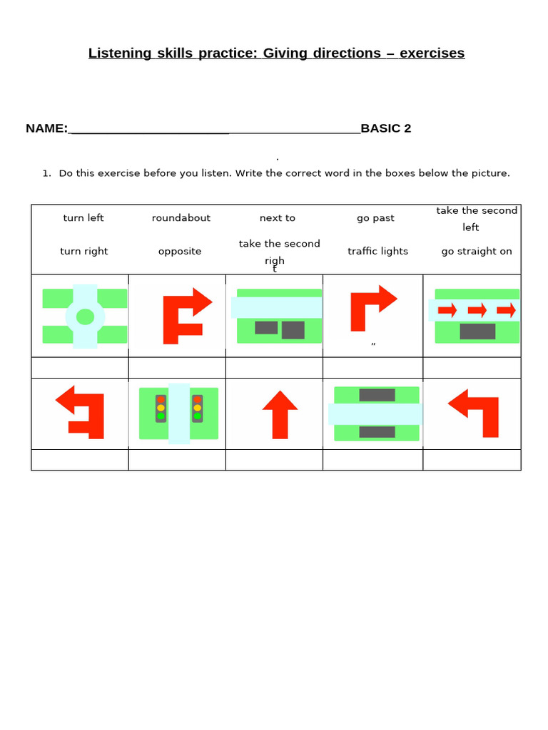 Giving Directions - TEST | PDF