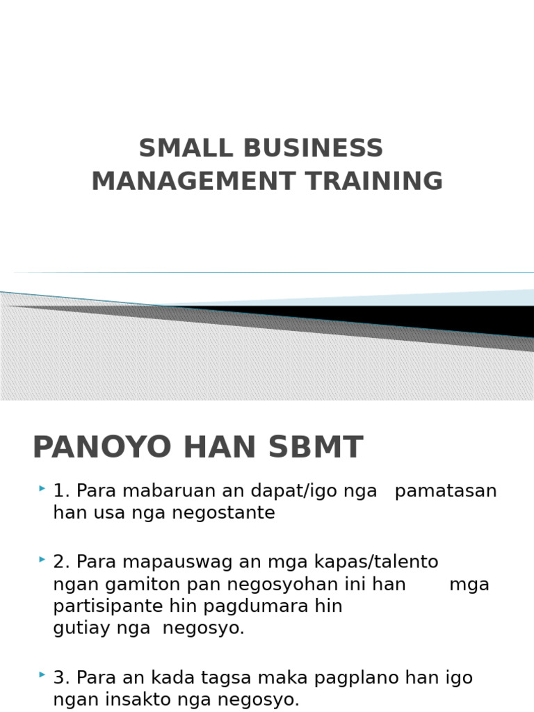 Small Business Management Training (SBMT) | PDF | Service Industries ...