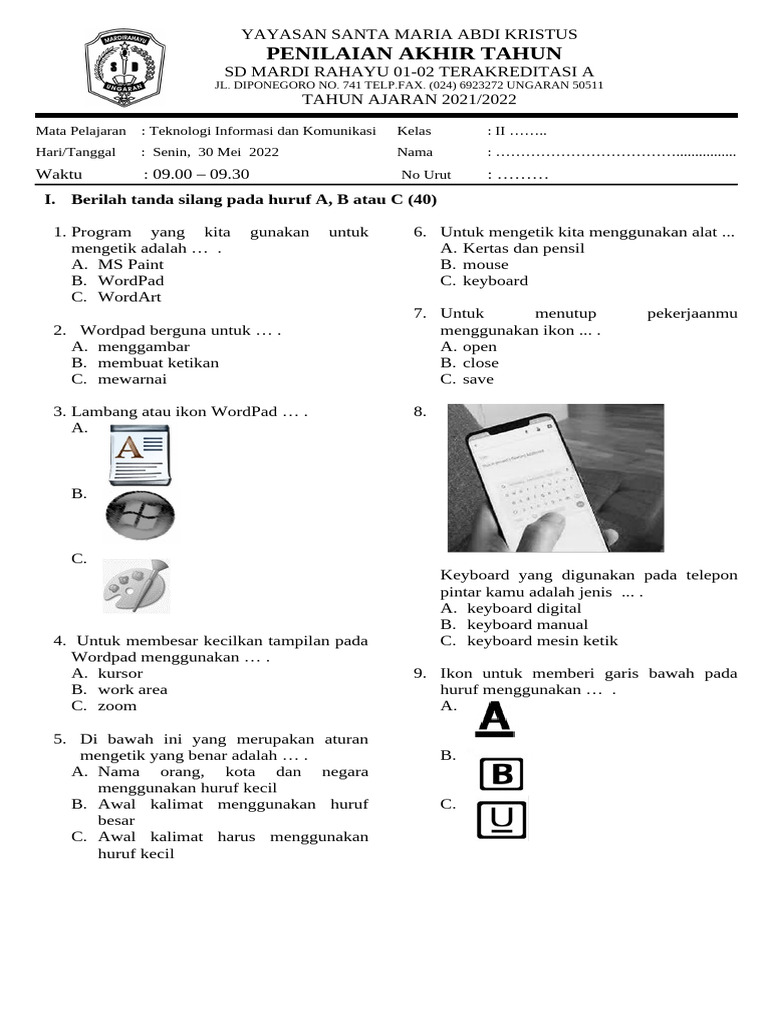 Kelas 1,2,3,4,5 - Tik - Pat Tik Kelas 2 Ok | PDF