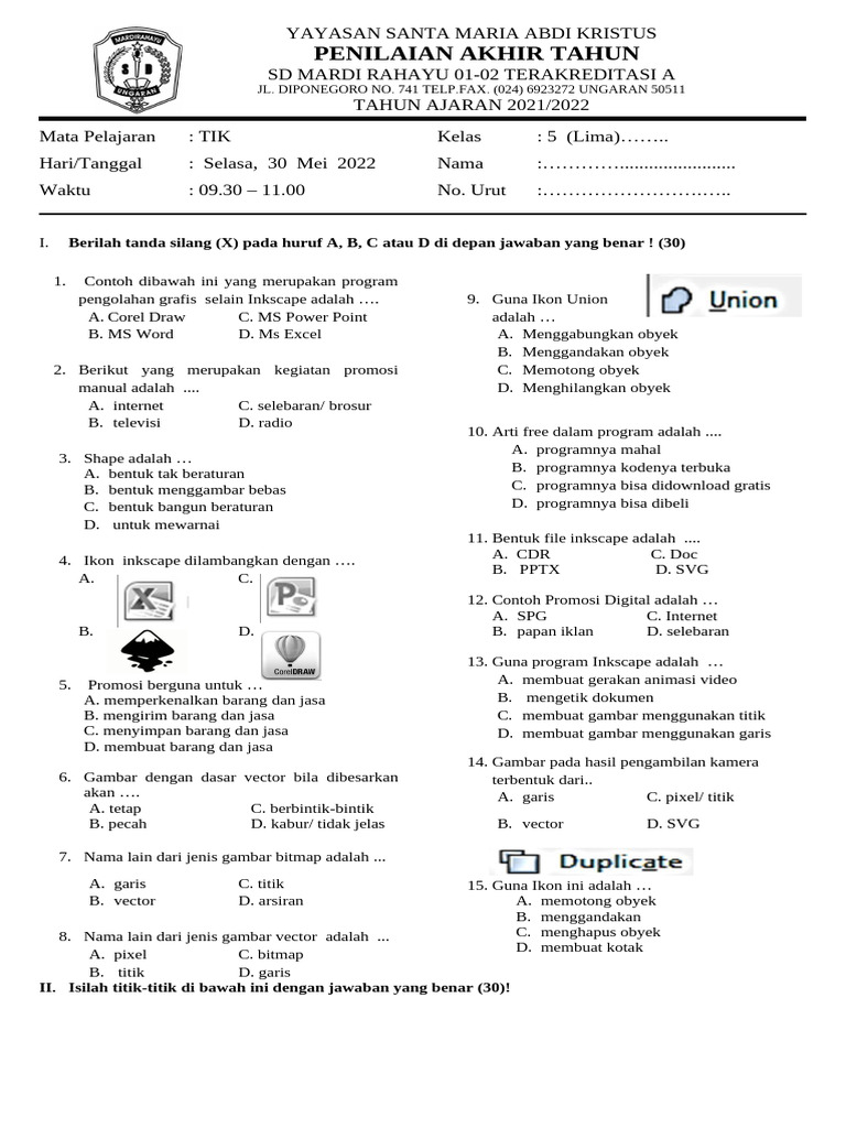 Kelas 1,2,3,4,5 - Tik - Pat Tik Kelas 5 Ok | PDF