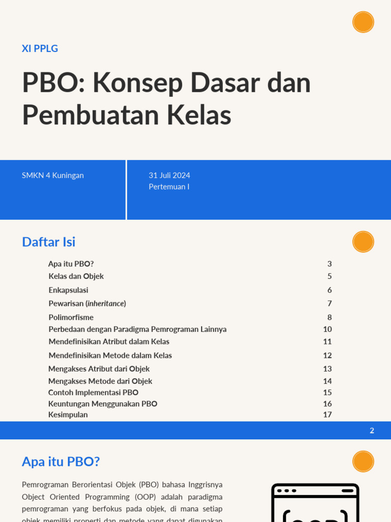 PBO Konsep Dasar Dan Pembuatan Kelas v1.1 | PDF