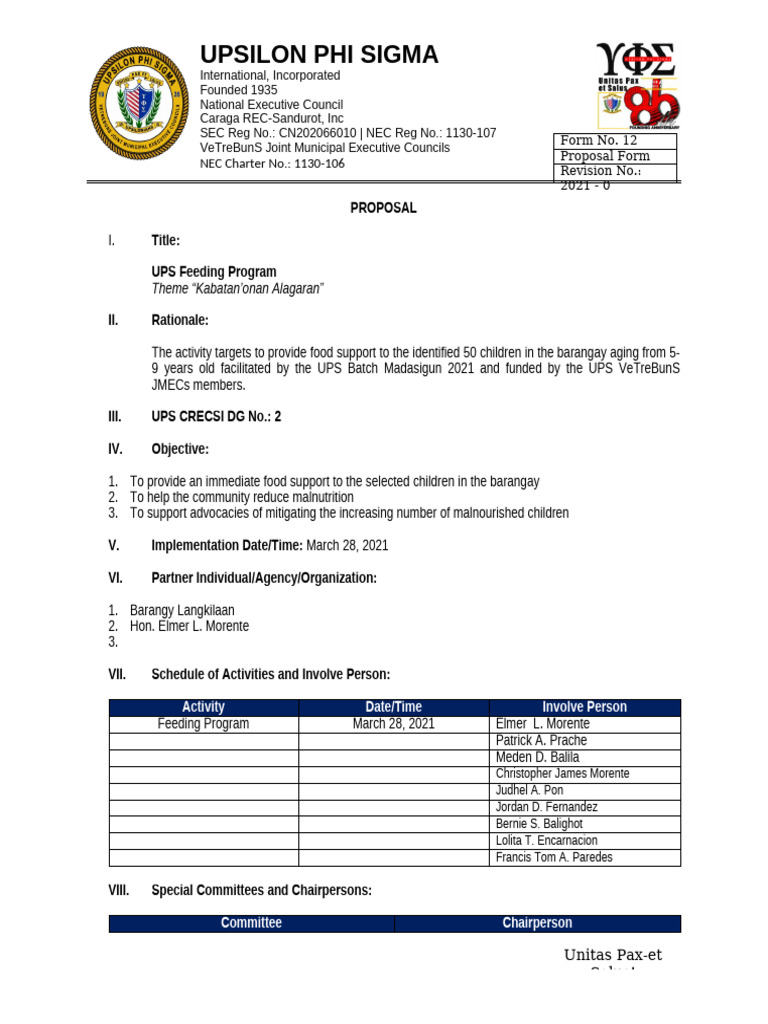 Proposal 1 - Feeding Program | PDF