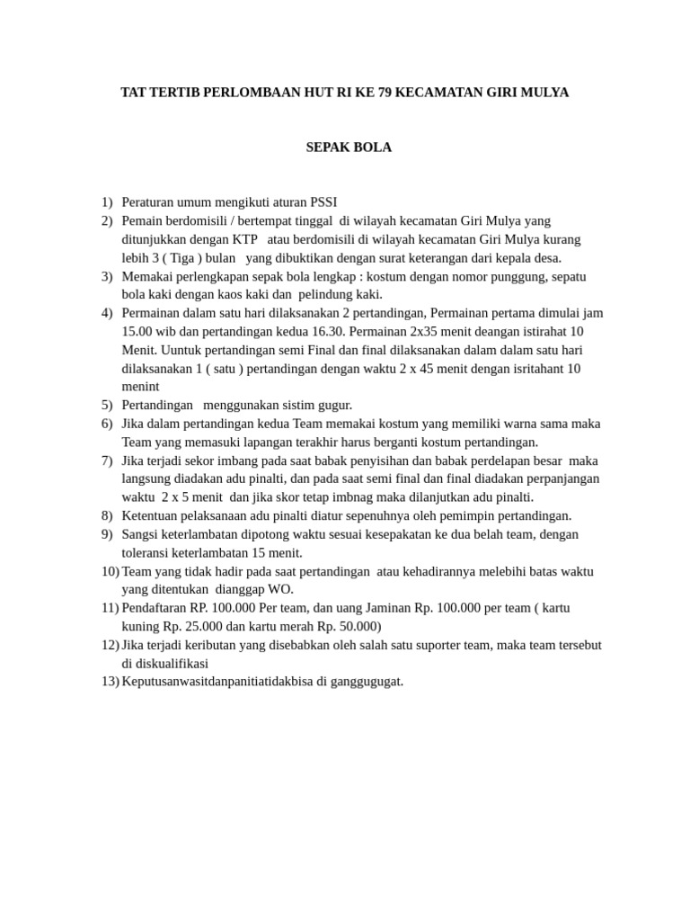 Tehinkel Meeeting Sepak Bola Kec | PDF