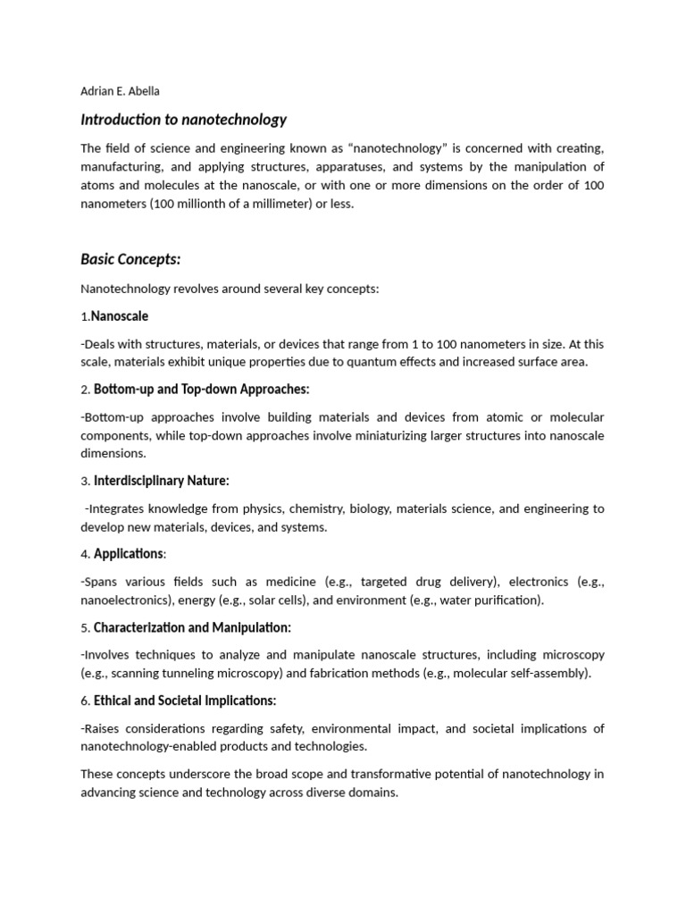 Intro To Nanotechnology | PDF