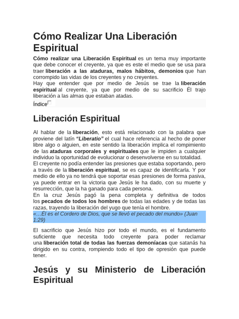 Cómo Realizar Una Liberación Espiritual | PDF