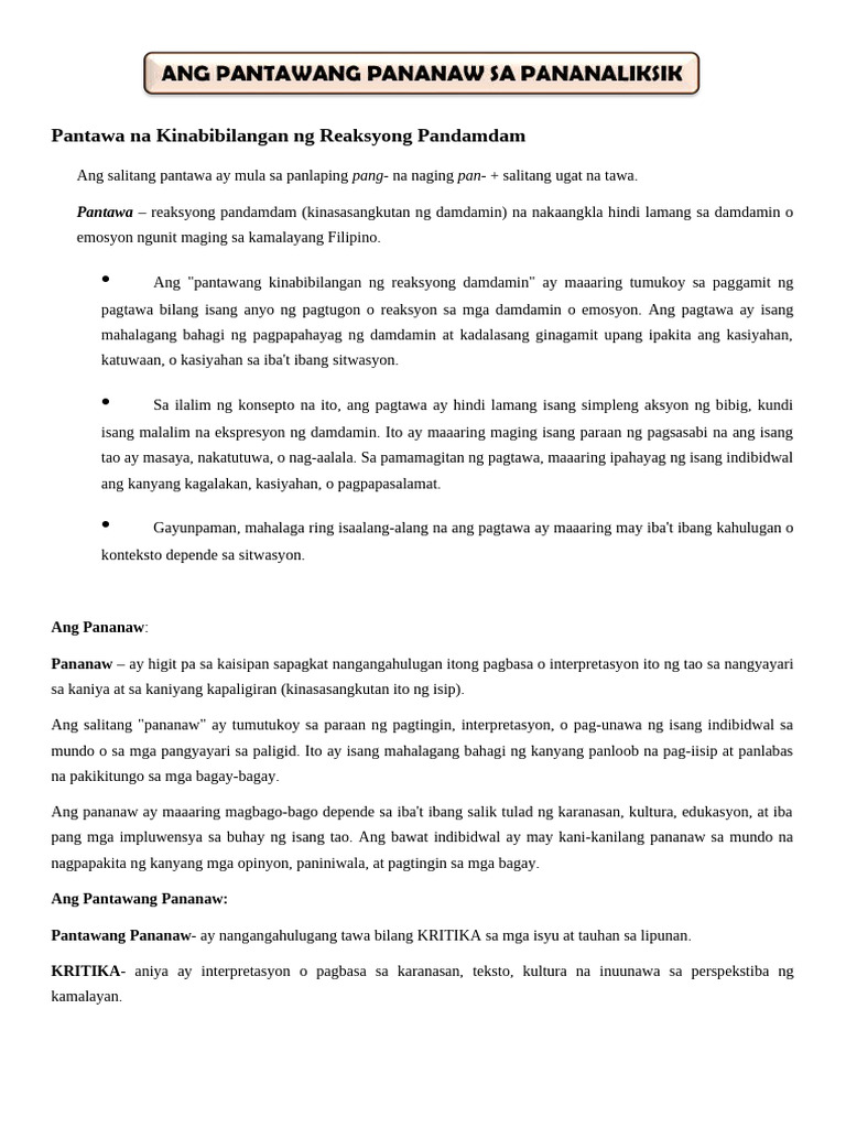 Ang Pantawang Pananaw Sa Pananaliksik GP2 - 071127 | PDF