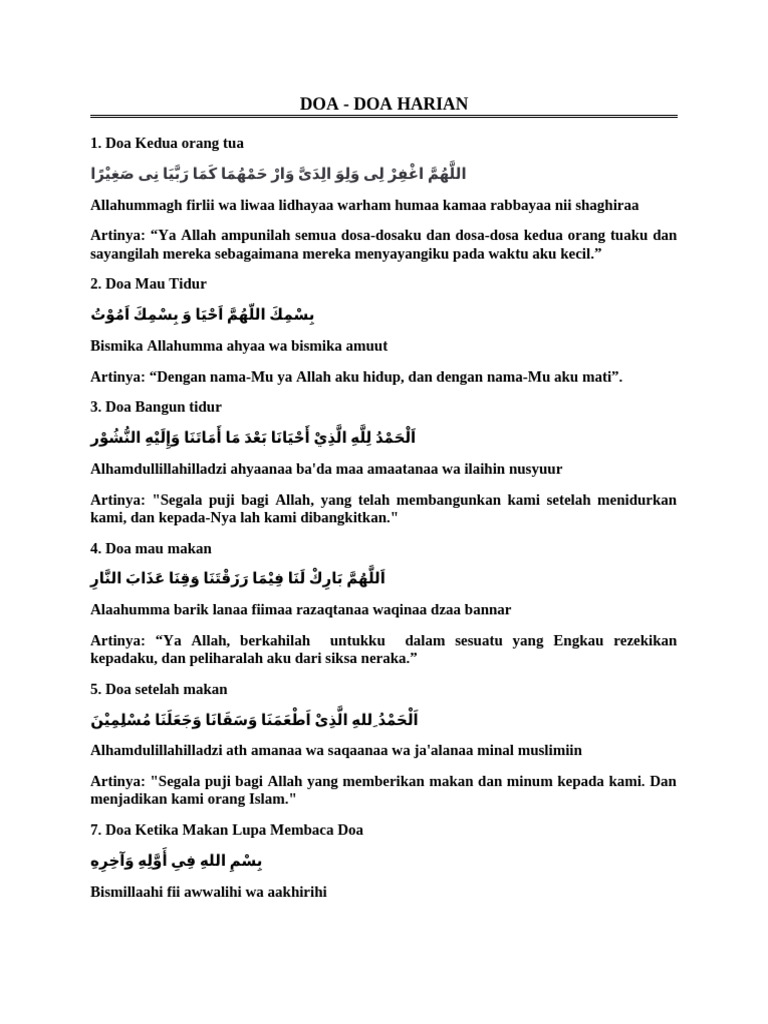 Doa Doa Harian RQ | PDF