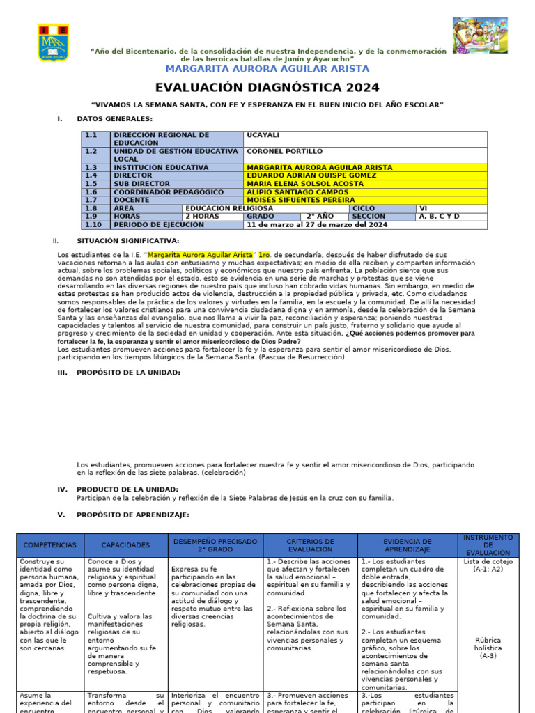 Evaluacion Diagnostica 2° Grado | PDF