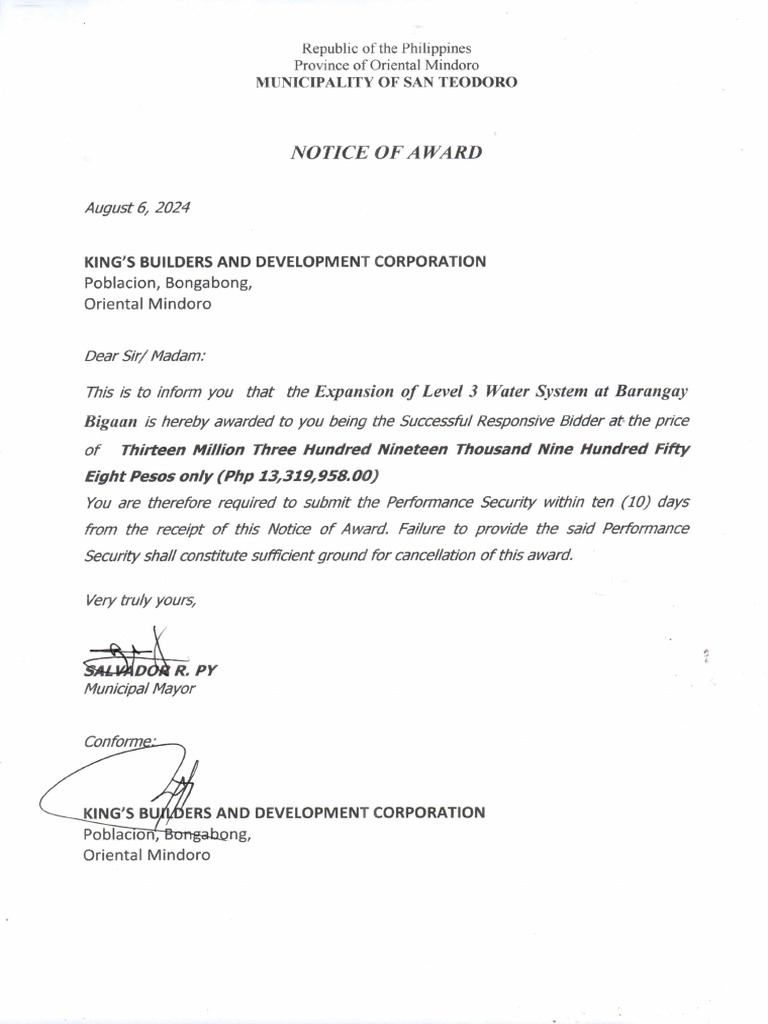 Notice of Award | PDF