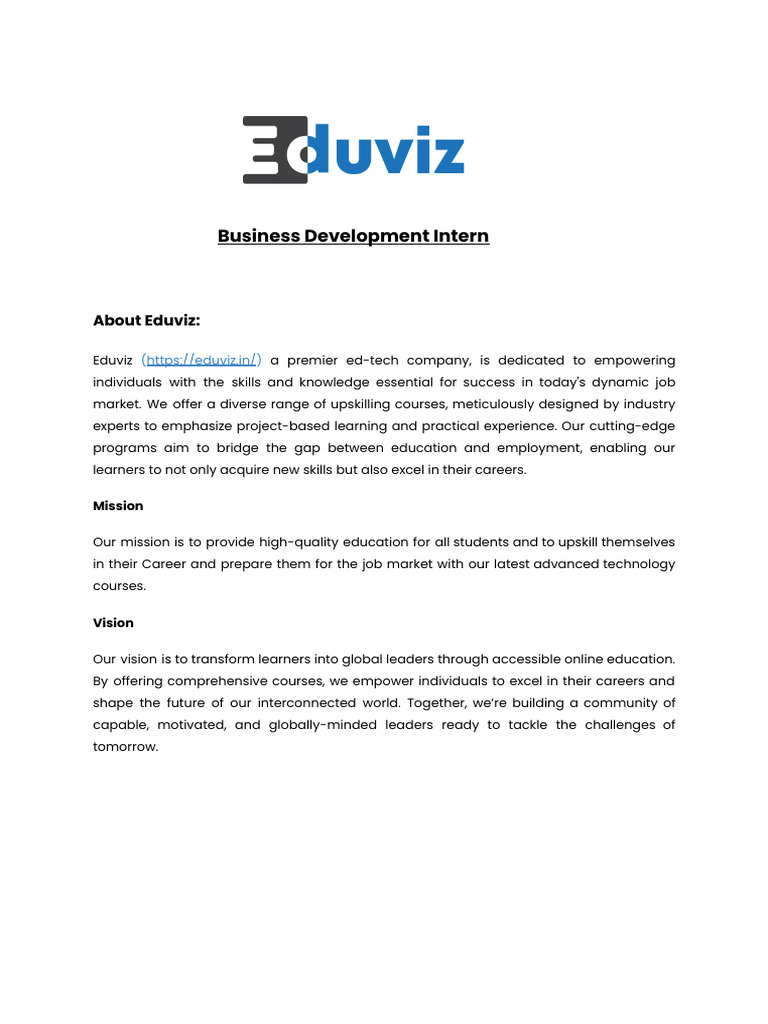 Eduviz - JD (BD Intern) | PDF