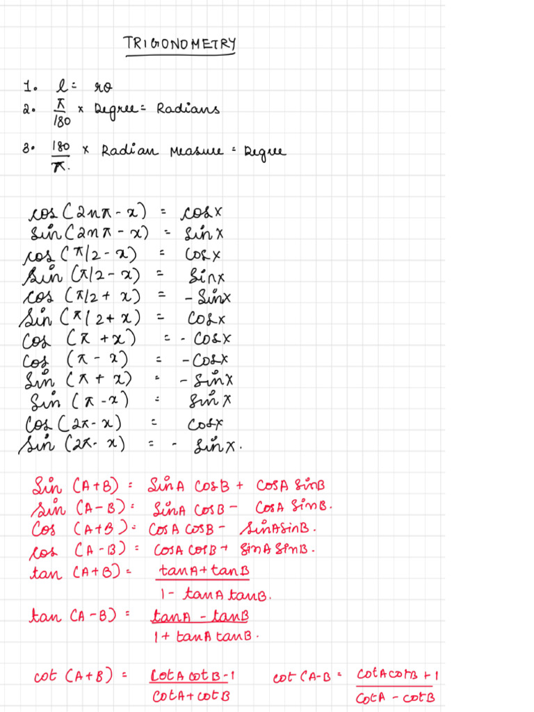 Trigo Formulas | PDF