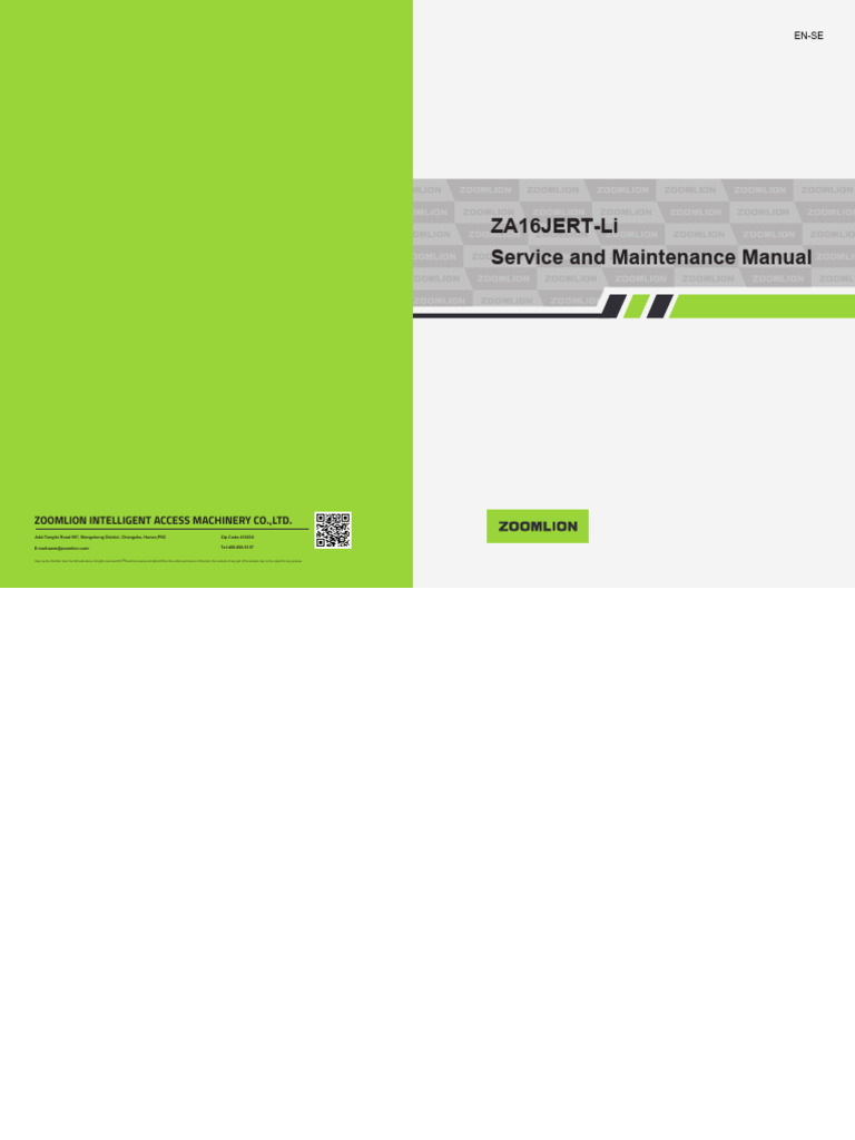 Manual ZOOMLION ZA16JERT-Li | PDF