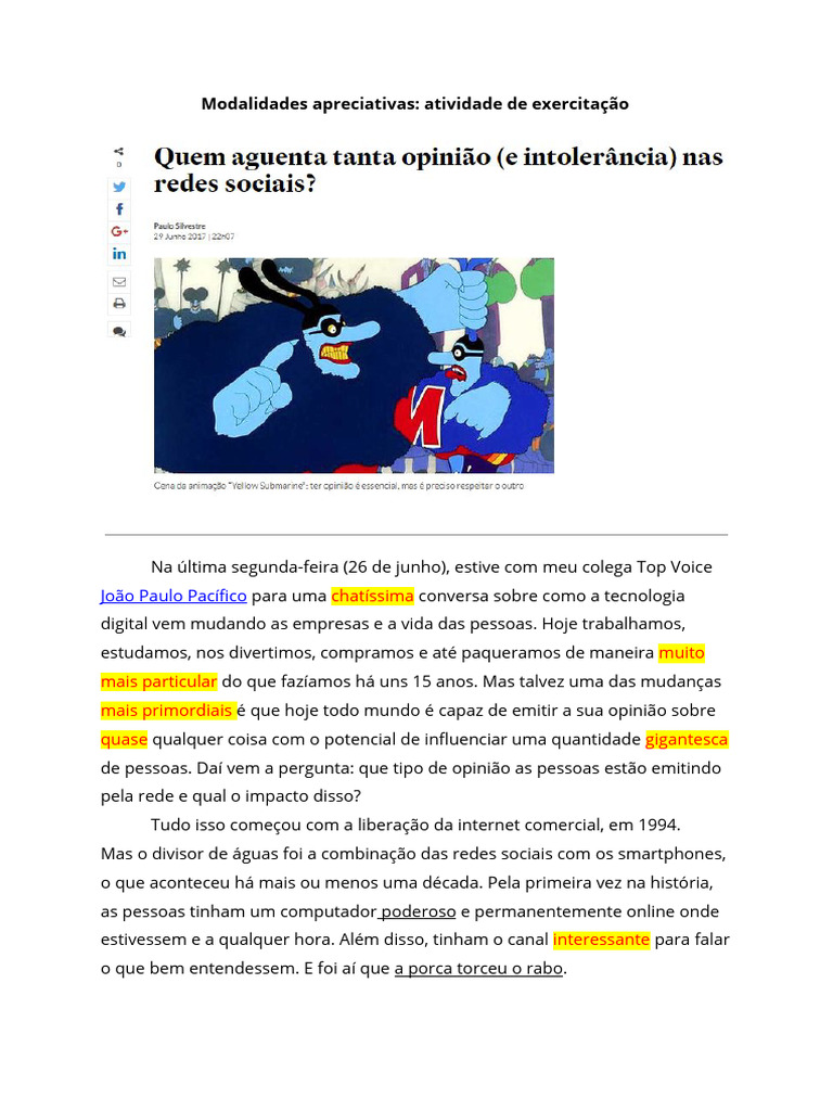 Atividade para Impressao Artigo de Opiniao Lpo9 04ats02 | PDF