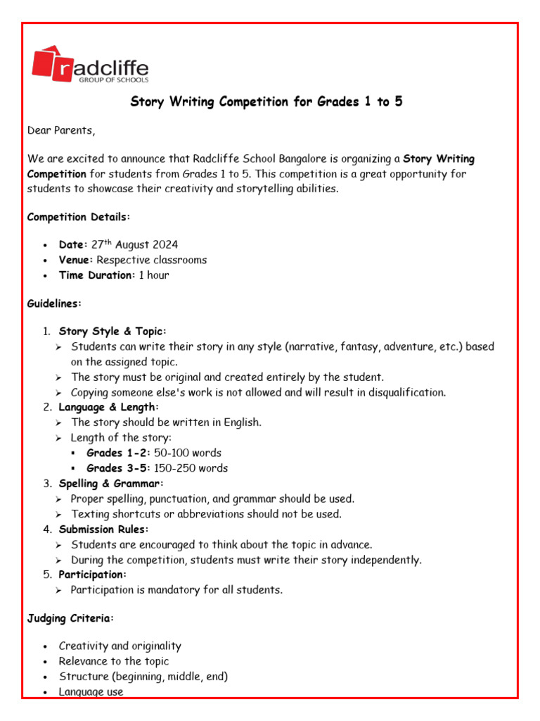 Story Writing Circular | PDF