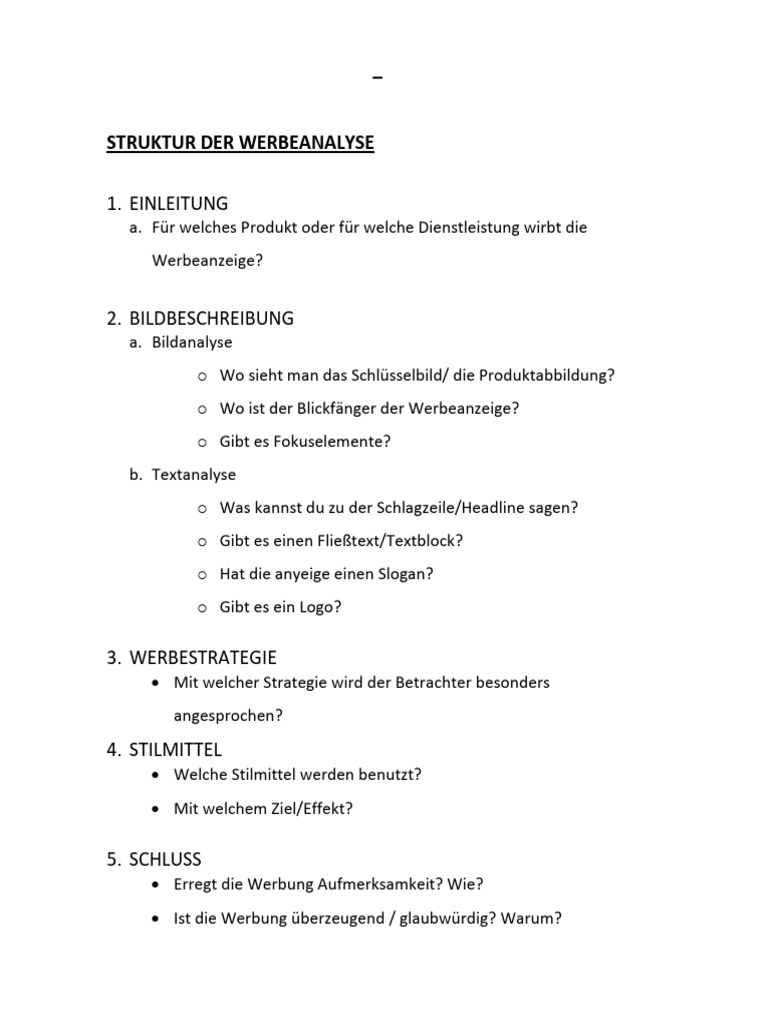Struktur Der Werbeanalyse | PDF