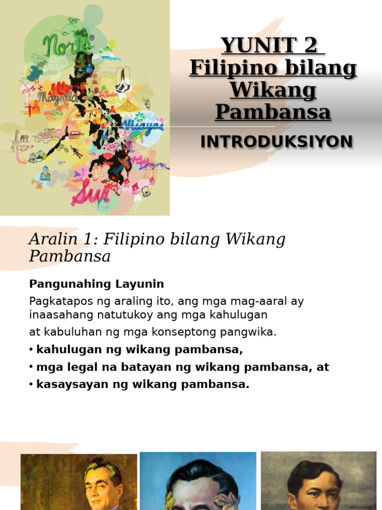 YUNIT 2 Filipino Bilang Wikang Pambansa | PDF