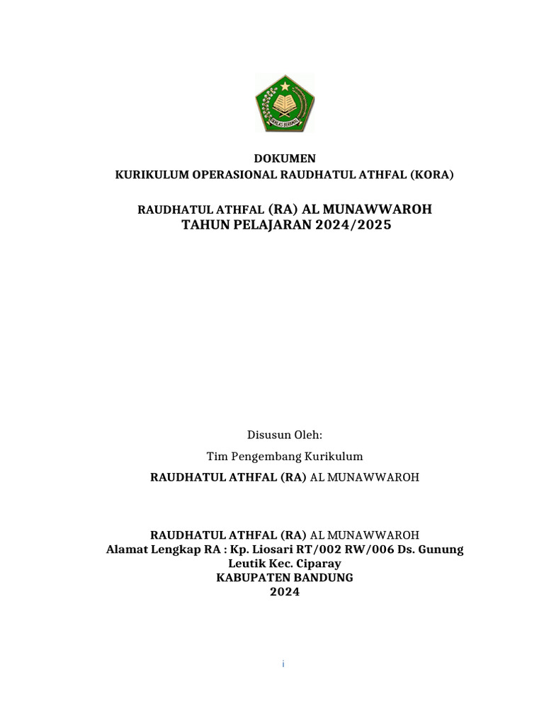 A. KORA Bagian Awal Untuk RA 2024 | PDF