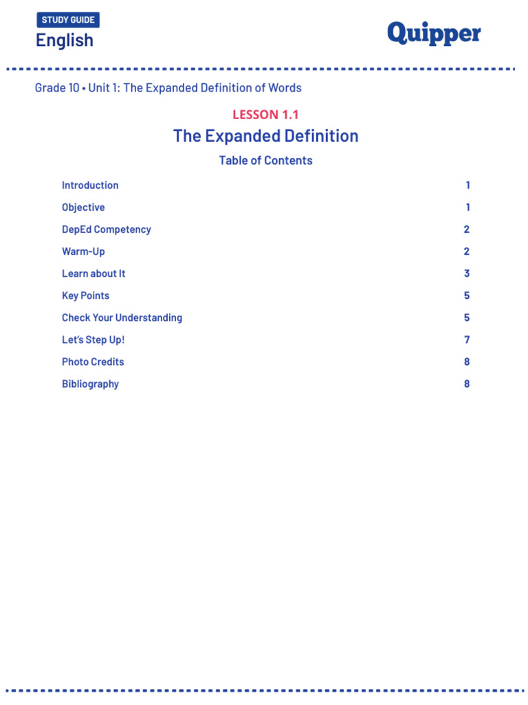 ME Eng 10 Q3 0101 - SG - The Expanded Definition | PDF