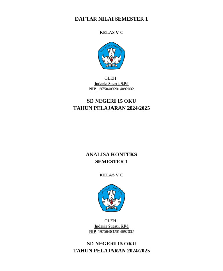 Cover Analisa Dan Daftar Nilai | PDF