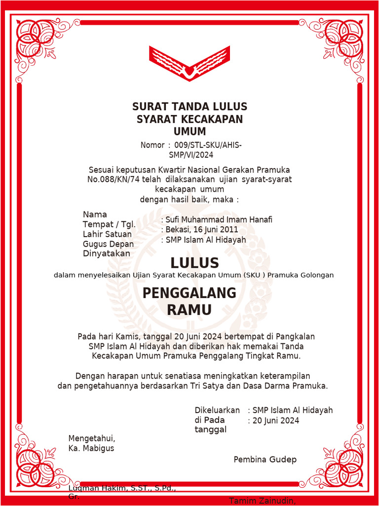 Sertifikat Penggalang Ramu | PDF