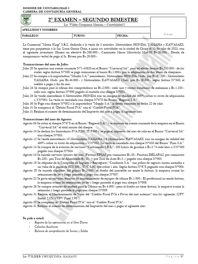2° Examen Segundo Bimestre Pdf
