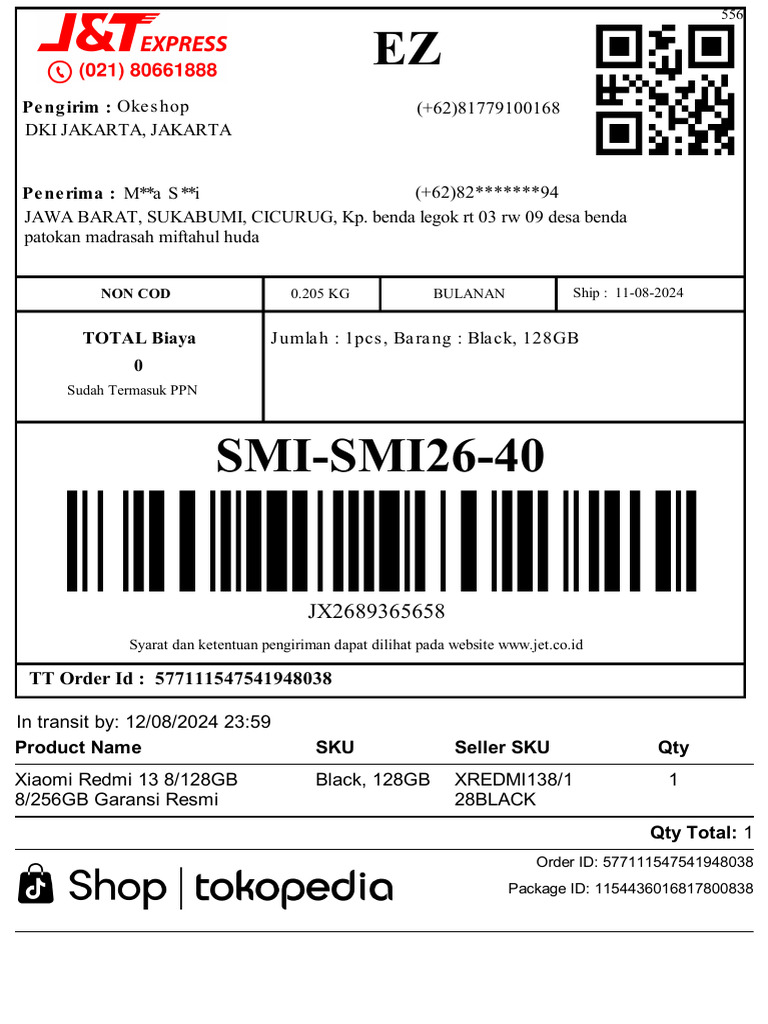 Label - Melinda Santi.J&T | PDF