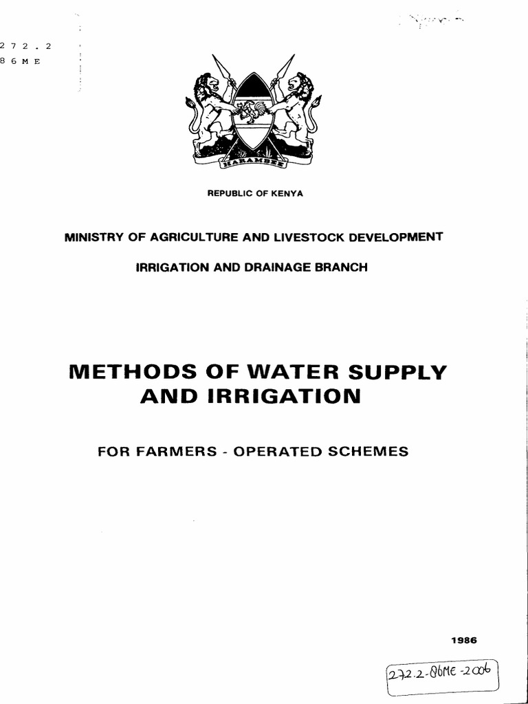 Methods of Water Supply and Irrigation | PDF