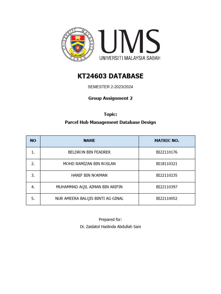 Kt24603 Database Group Assg. 2 | PDF
