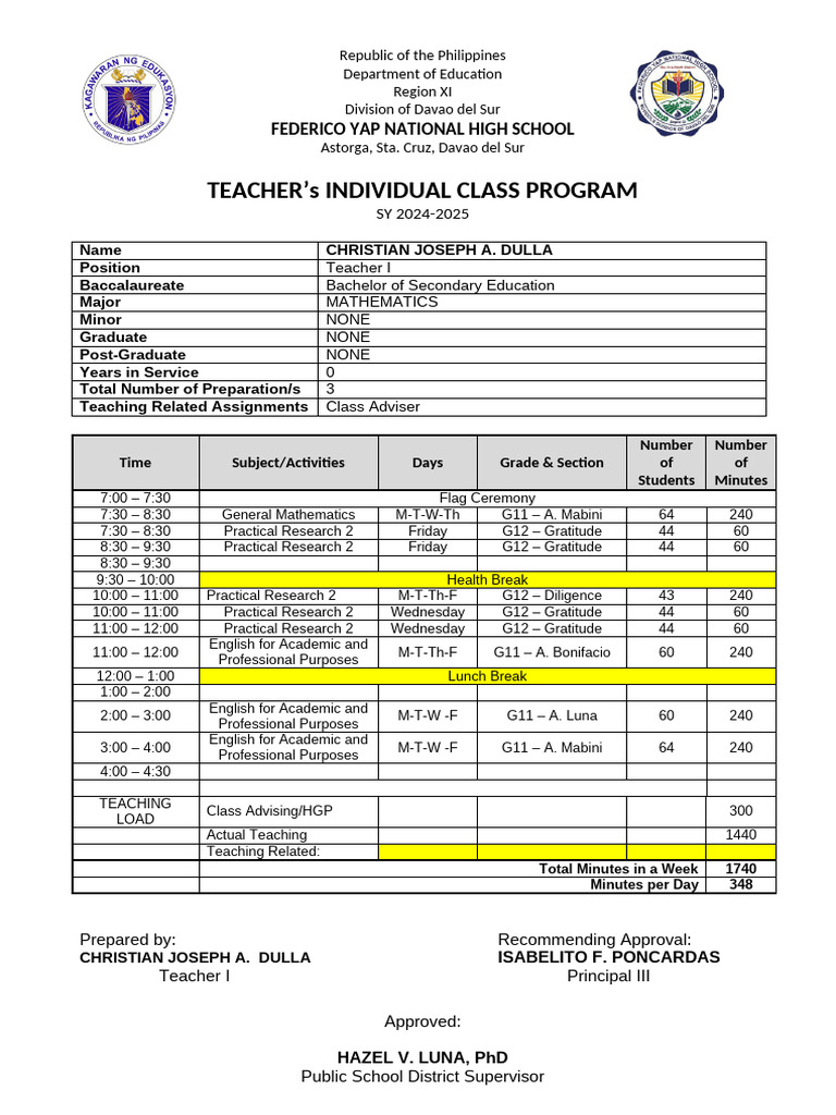 JOSEPH-Individual-Class-Program_updated | PDF