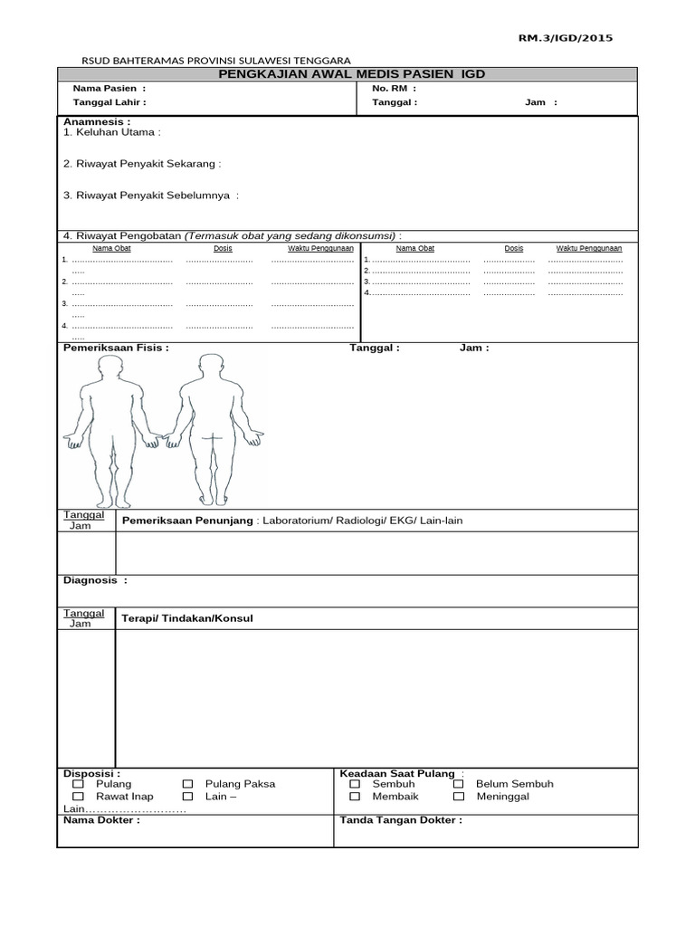 Pengkajian Awal Medis Pasien Igd | PDF