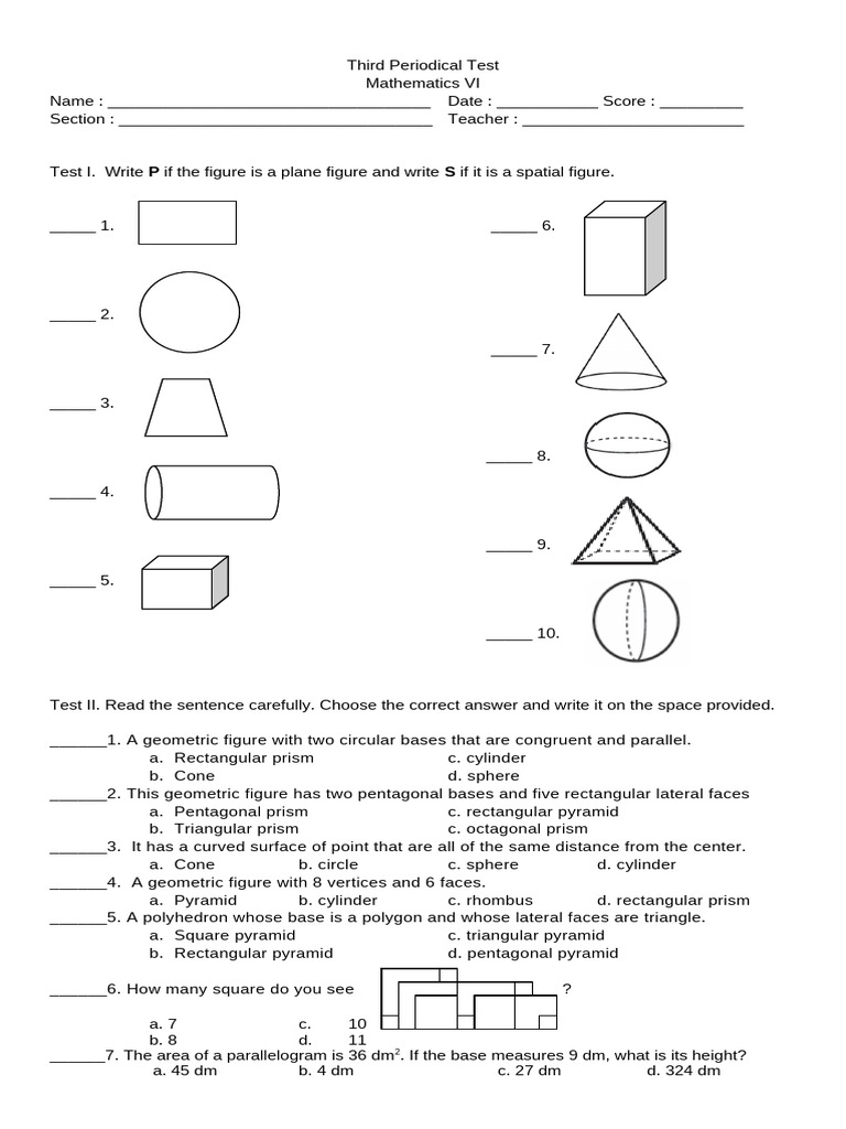 3rd Periodical Test in Math 6 | PDF