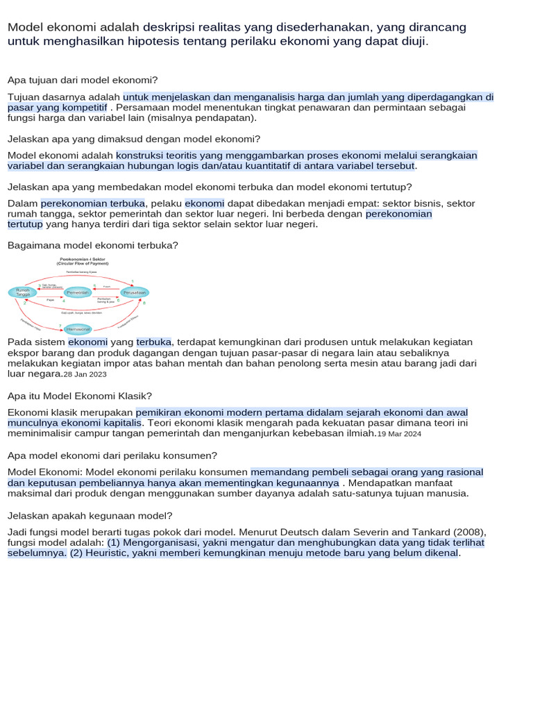 Model Ekonomi Adalah | PDF