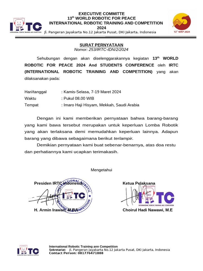 Surat Pernyataan Membawa Barang (Idn) | PDF