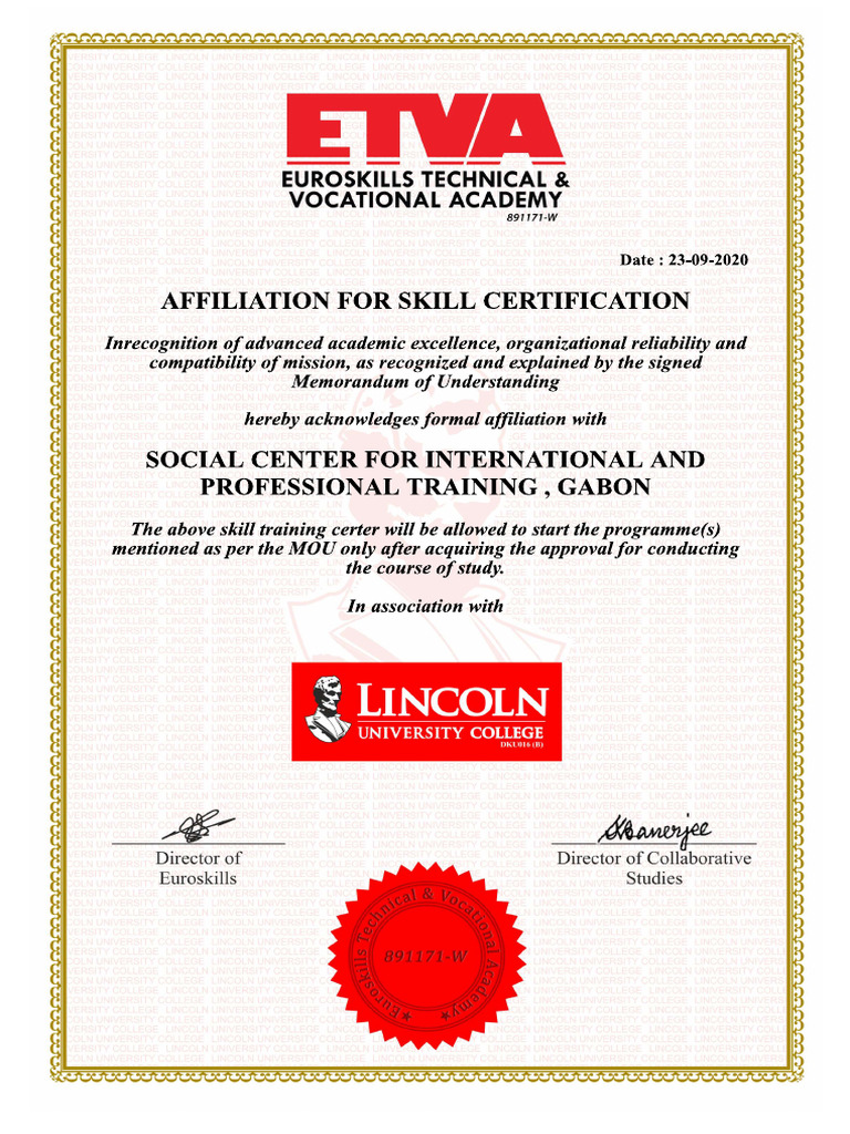 AffiliationCertificate SCIPT INTERNATIONAL | PDF