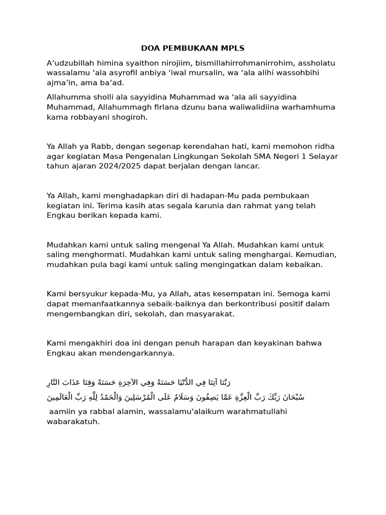Doa Pembukaan Mpls | PDF