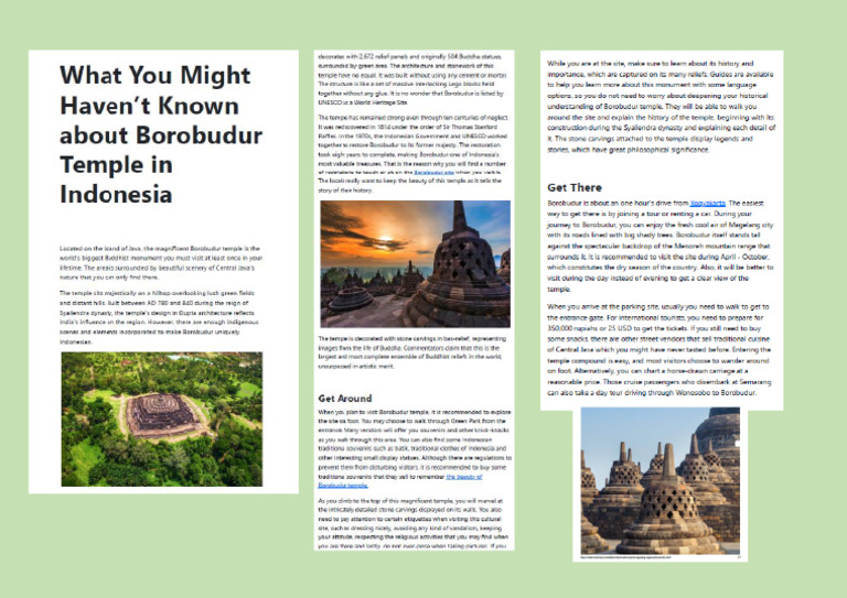 Leaflet of Borobudur Temple | PDF