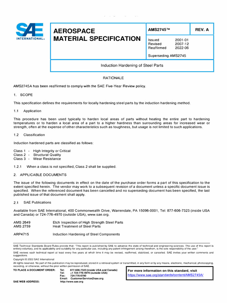 Sae Ams2745a-2022 | PDF