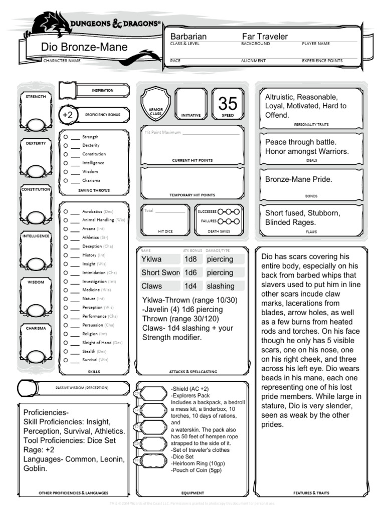 5E CharacterSheet Fillable | PDF
