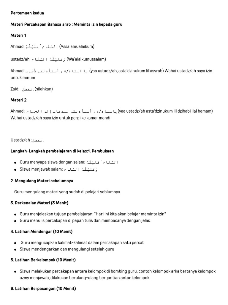 Percakapan Bahasa Arab - Docx - 20240816 - 000618 - 0000 | PDF