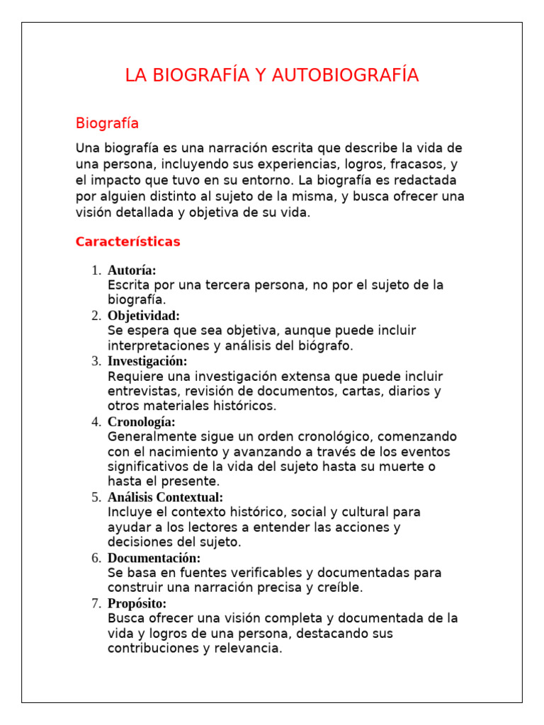 La Biografía y Autobiografía | PDF